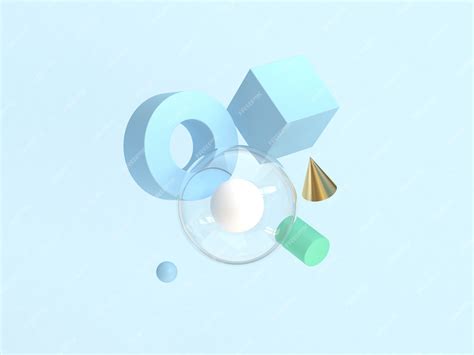 Premium Photo 3d Rendering Minimal Abstract Geometric Shape Floating Blue Background