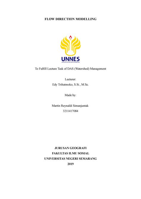 Flow Direction Modelling Reports FLOW DIRECTION MODELLING To Fulfill Lecture Task Of DAS Studocu