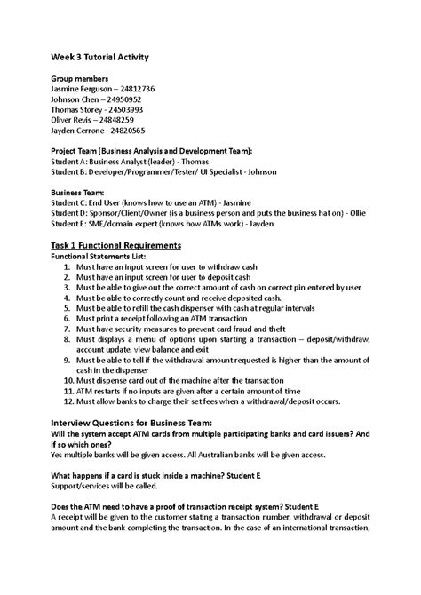 Week 3 Tutorial Activity Week 3 Tutorial Activity Group Members