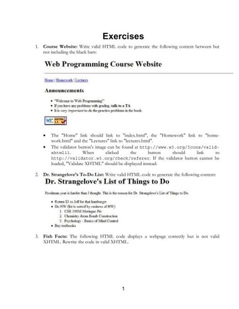 Unit 1 Exercises - Web Programming Step by Step