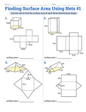 Finding Surface Area Using Net Worksheets Library