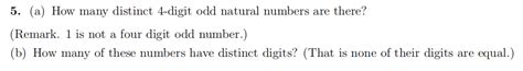 solved 5 a how many distinct 4 digit odd natural numbers