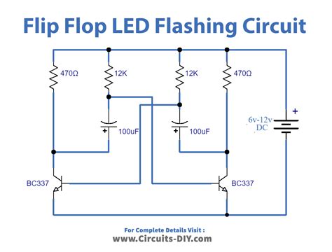 Flip Flop LED Flashing Circuit Using Astable Multivibrator