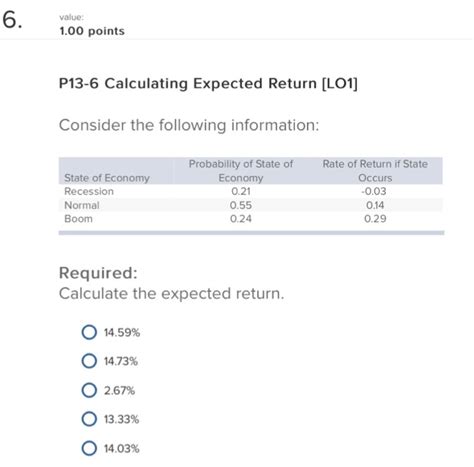 Solved 6 Value 100 Points P13 6 Calculating Expected
