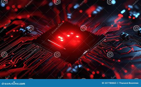 A Detailed View Of A Computer Circuit Board Highlights A Glowing Red Error Sign Indicating A