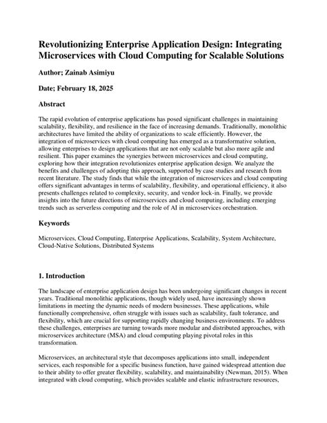 Pdf Revolutionizing Enterprise Application Design Integrating Microservices With Cloud
