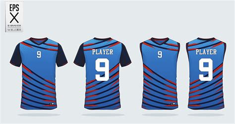 축구 유니폼 축구 키트에 대 한 파란색 티셔츠 스포츠 디자인 템플릿 농구 유니폼에 대 한 탱크 탑입니다 스포츠 유니폼 앞에 그리고 다시 보기입니다 스포츠 클럽을 위해 모의