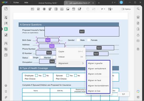 comment aligner du texte dans le pdf updf