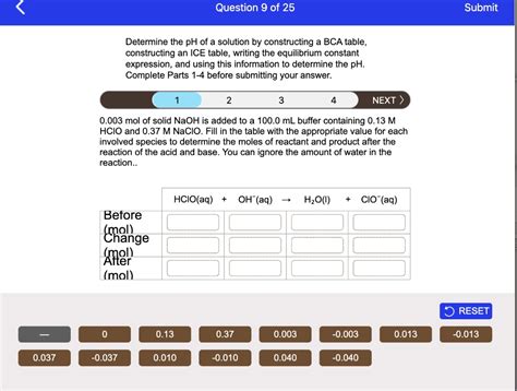 Solved Question 9 Of 25 Submit Determine The Ph Of A Solution By
