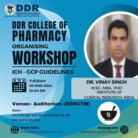 Workshop On Ich Gcp Guidelines Organized By Ddr College Of Pharmacy