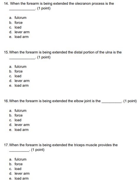 Solved 14 When The Forearm Is Being Extended The Olecranon