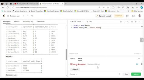 capital gain loss leetcode sql challenges youtube