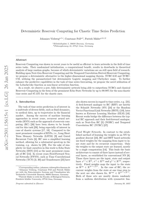 Pdf Deterministic Reservoir Computing For Chaotic Time Series Prediction