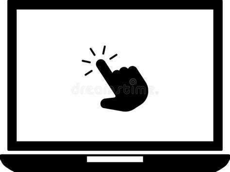 Laptop With Cursor On Screen Click In Laptop Vector Icon Computer With Click Mouse Pointer