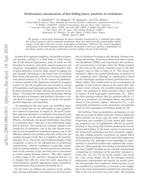 Pdf Preferential Concentration Of Free Falling Heavy Particles In Turbulence