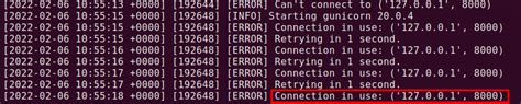 Gunicorn Error Connection In Use