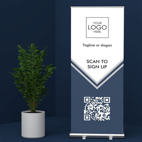 Tradeshow Roll Up Signage Upload Your Logo Qr Code Retractable Banner Zazzle