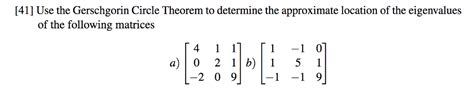 Solved Use The Gerschgorin Circle Theorem To Determine Chegg Com