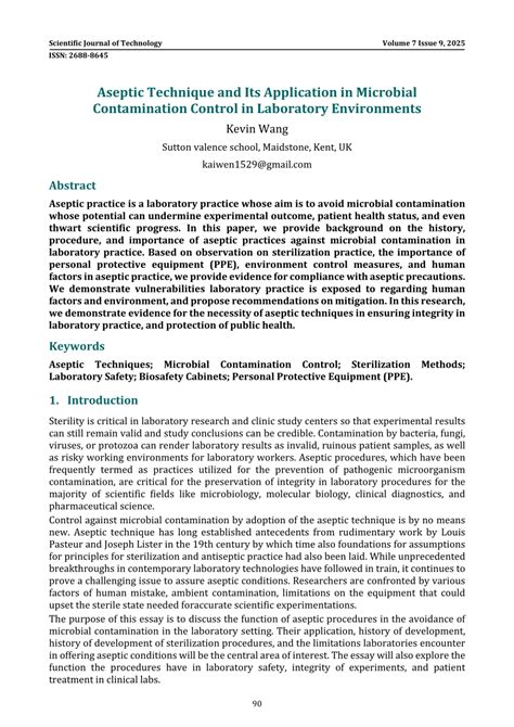 Pdf Aseptic Technique And Its Application In Microbial Contamination