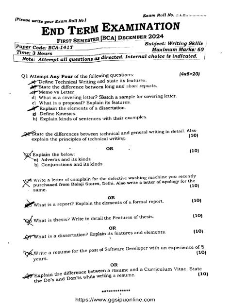 Bca 1 Sem Writing Skills Bca 141t Dec 2024 Pdf