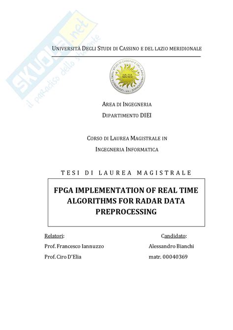 Fpga Implementation Of Real Time Algorithms For Radar Data Preprocessing