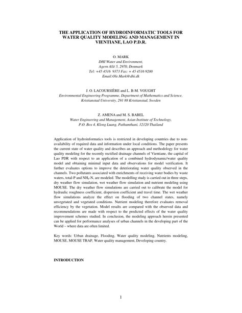 pdf application of hydroinformatics tools for water quality modeling