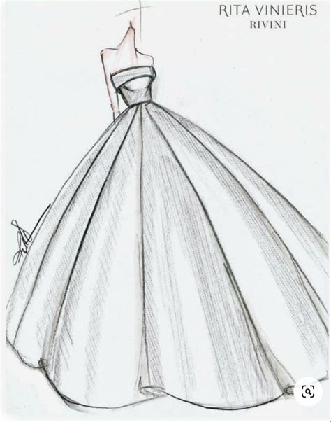 Elegant Dress Drawing Kleid Design Zeichnung Kleiderskizze Mode Skizze