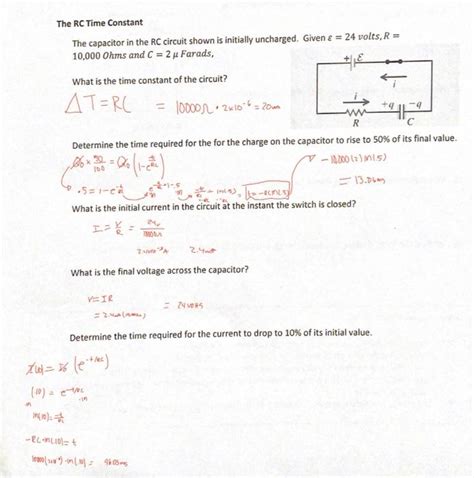 Solved The RC Time Constant The capacitor in the RC circuit | Chegg.com