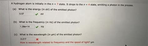 Solved A Hydrogen Atom Is Initially In The N 7 State It