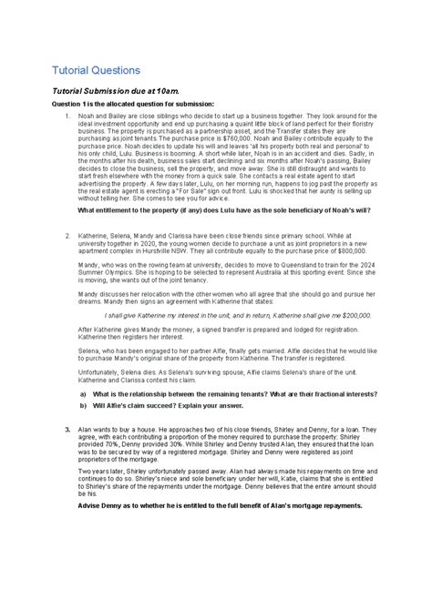 week 5 tutorial questions tutorial questions tutorial submission
