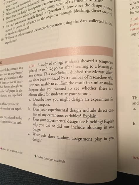 Solved For Each Extraneous Variable Listed In Question 7
