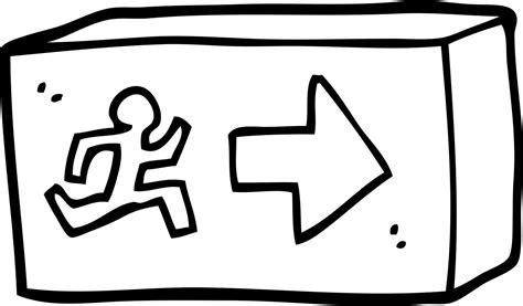 Line Drawing Cartoon Exit Sign 12146995 Vector Art At Vecteezy