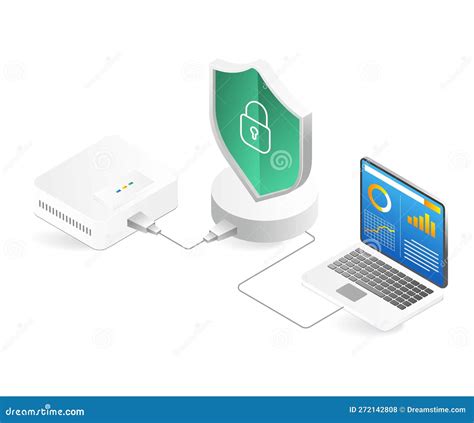 Isometric Flat 3d Illustration Concept Of Wifi Router Security Analyzer