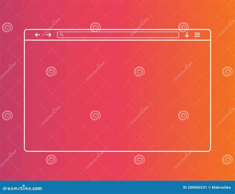 Web Browser Window Template Of Website Interface Social Media Style Of Outline Browser Stock