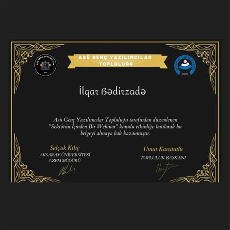 İlqar Bədirzadə On Linkedin Thanks To AsÜ Genç Yazılımcılar Kulübü For