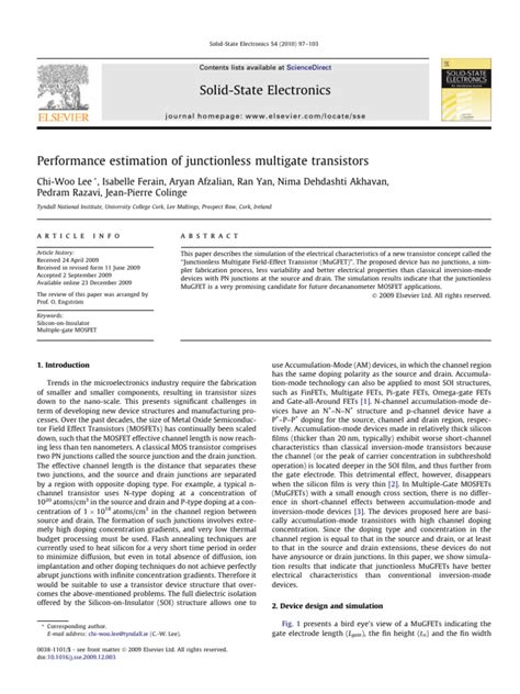 performance estimation of junctionless multigate transistors solid