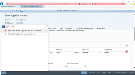 solve the error field value date is a required field for g l account