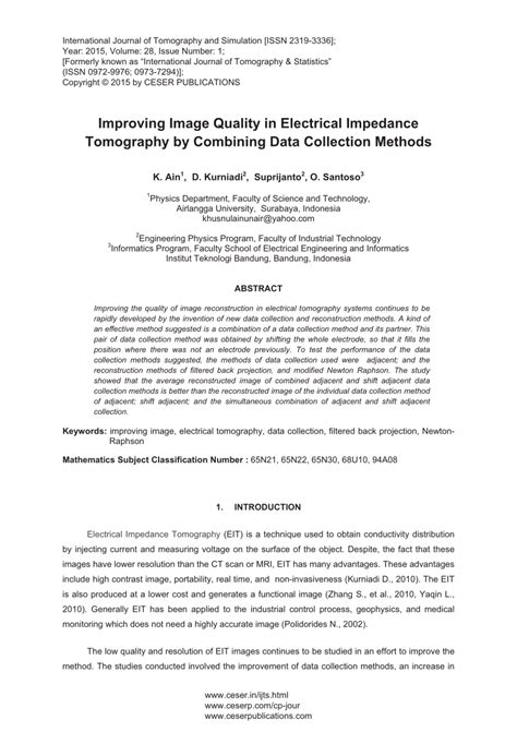 Pdf Improving Image Quality In Electrical Impedance Tomography By