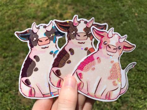 Strawberry Chocolate 2 Milk Flavored Cow Stickers Etsy