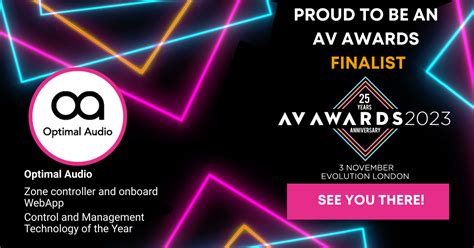 Optimal Audio Is Av Awards Finalist For Second Year In Succession