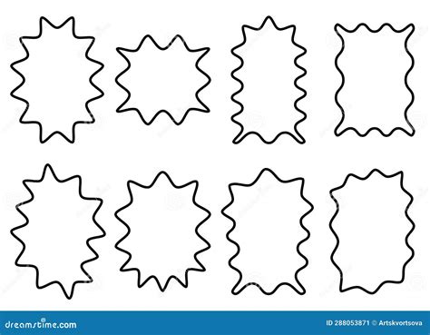 Y2k Squiggle Frame Zigzag Wavy Border For Story Rectangle Serrated Retro Groovy Shapes Set