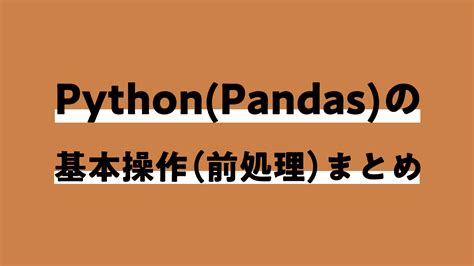 Python Pandas でデータ分析するときに使う基本操作 前処理 まとめ たぬハック