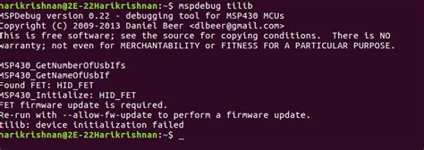 Linux MSP FR Mspdebug Tilib Not Working As Expected MSP Low Power Microcontroller Forum