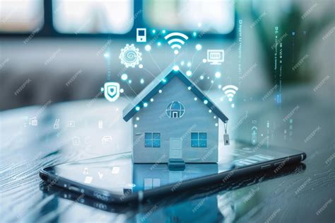 Smart Home Concept House On Smartphone Screen With Wireless Connections For Home Automation
