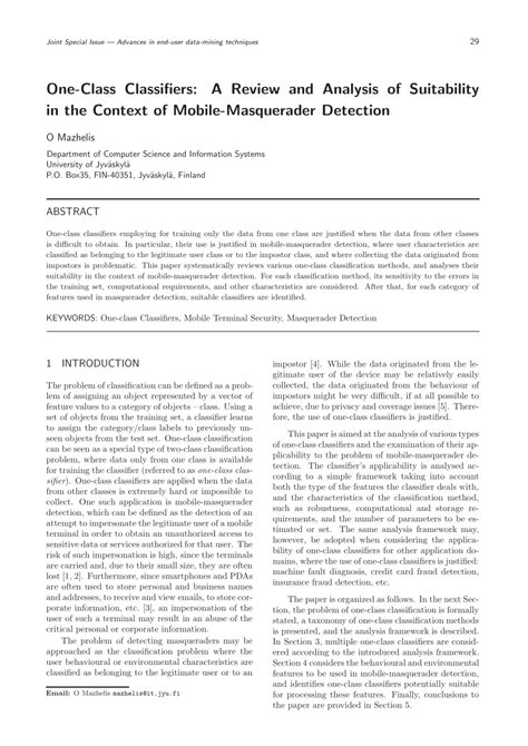 pdf one class classifiers a review and analysis of suitability in