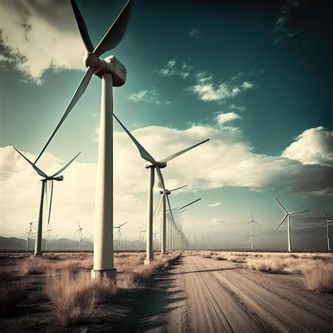 Premium Ai Image Panoramic View Of A Vast Wind Turbine Farm Ai