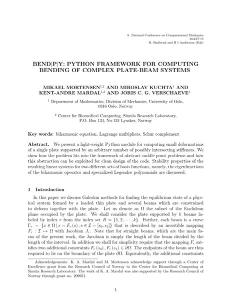 PDF BEND P Y PYTHON FRAMEWORK FOR COMPUTING BENDING OF COMPLEX PLATE BEAM SYSTEMS