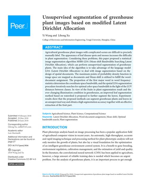 Pdf Unsupervised Segmentation Of Greenhouse Plant Images Based On Modified Latent Dirichlet