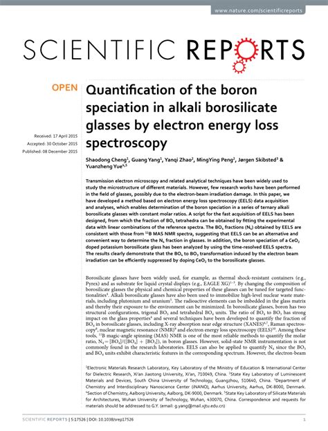 Pdf Quantification Of The Boron Speciation In Alkali Borosilicate