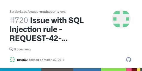 Issue With Sql Injection Rule Request 42 Application Attack Nf